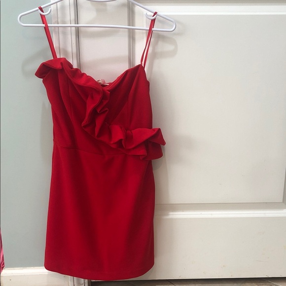 entro | Other | Entro One Shoulder Red Dress With Ruffle | Poshmark
